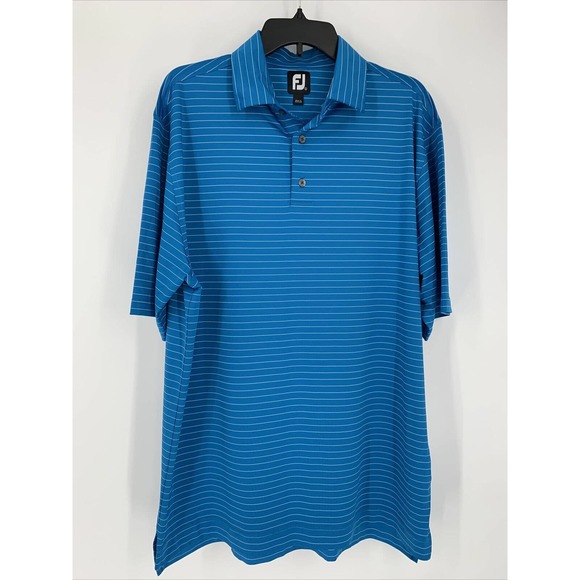 FootJoy | Shirts | Footjoy Fj Golf Mens L Blue White Striped Short ...